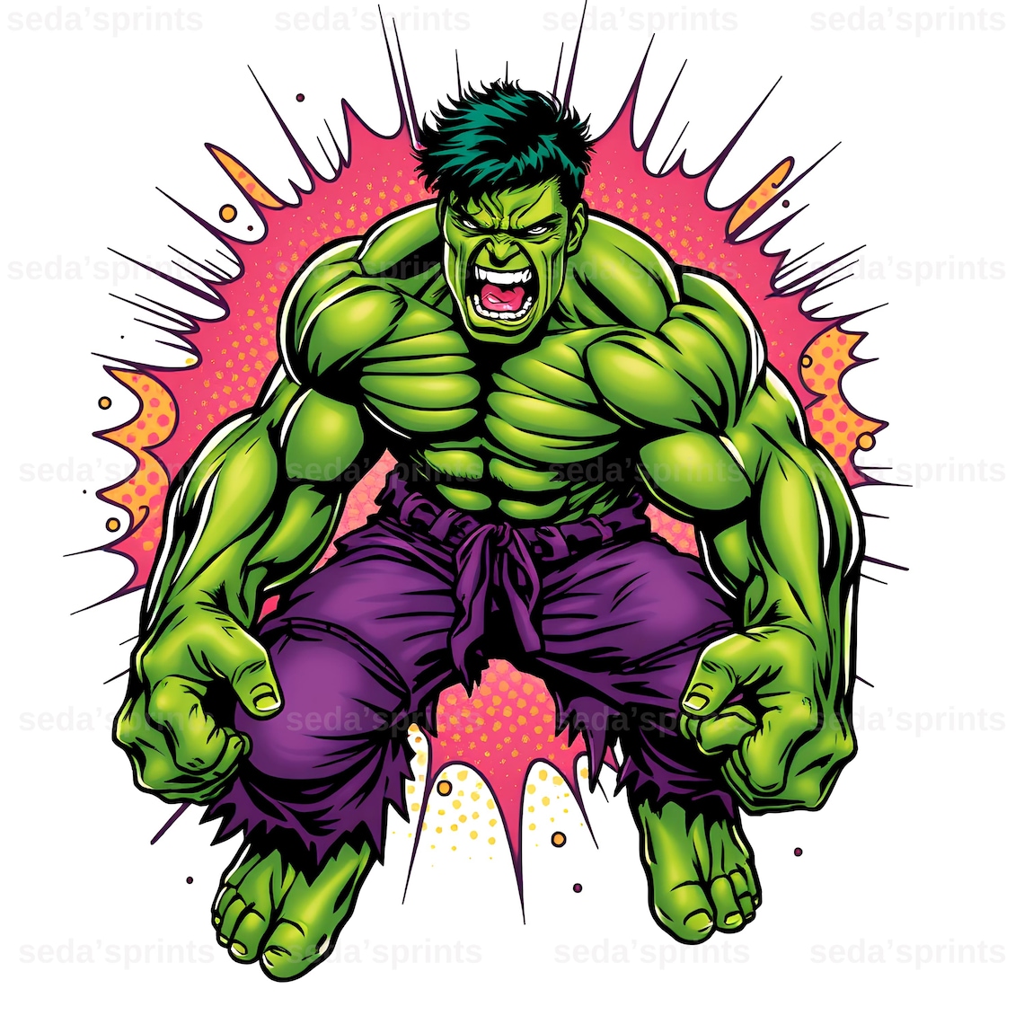 2 Hulk PNG Clipart Superheroes Splash Watercolor Digital Poster Design ...