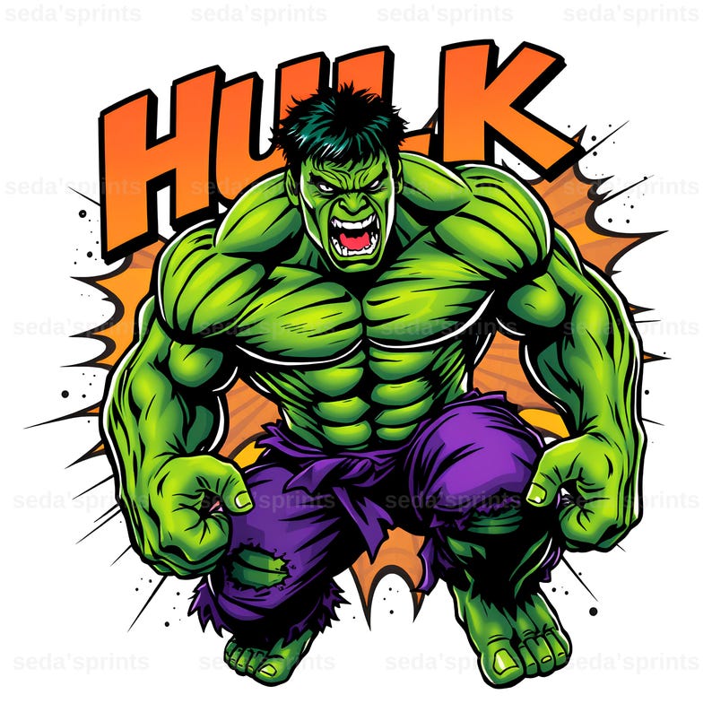 2 Hulk PNG Clipart Superheroes Splash Watercolor Digital Poster Design ...