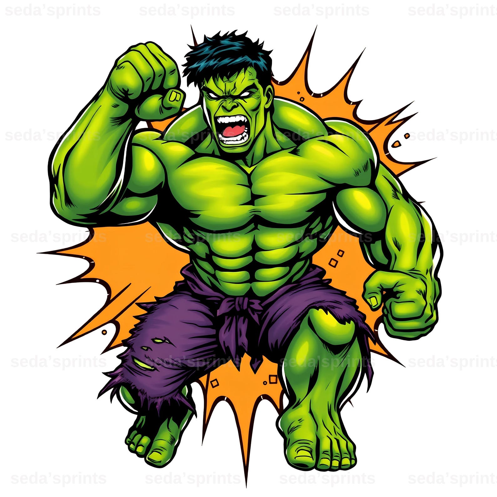 2 Hulk PNG Clipart Superheroes Splash Watercolor Digital Poster Design ...