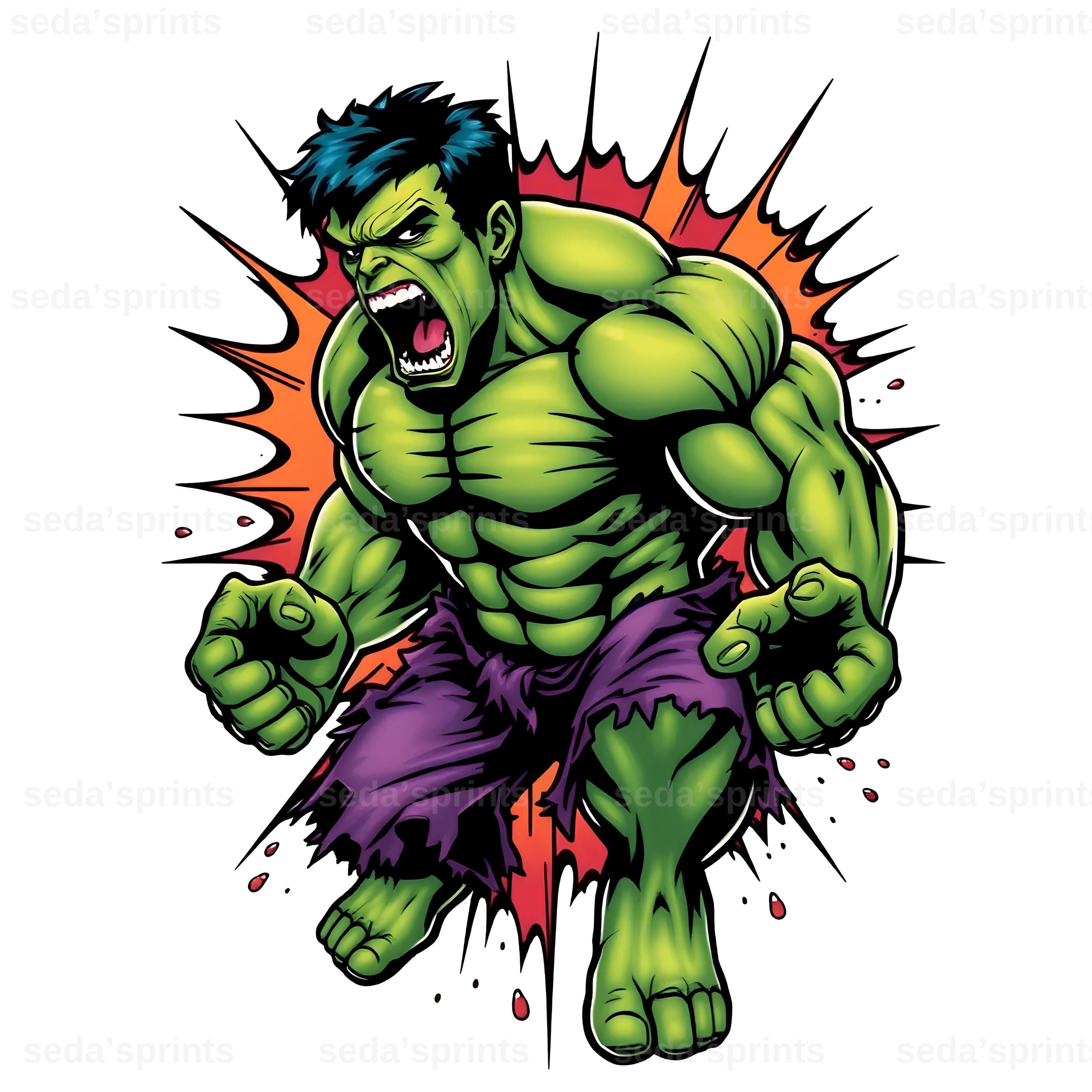 2 Hulk PNG Clipart Superheroes Splash Watercolor Digital Poster Design ...