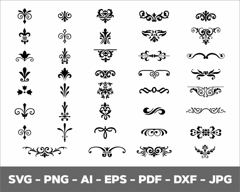 Decorative Elements SVG Bundle, Dividers Borders Svg, Text Divider Svg ...