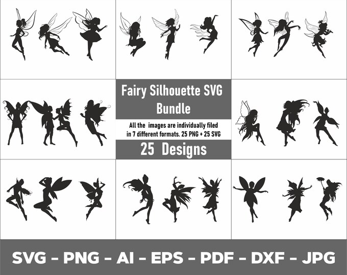 Fee Silhouette SVG, Fee Silhouette SVG Bundle, Fee Clipart, Fee Cricut ...
