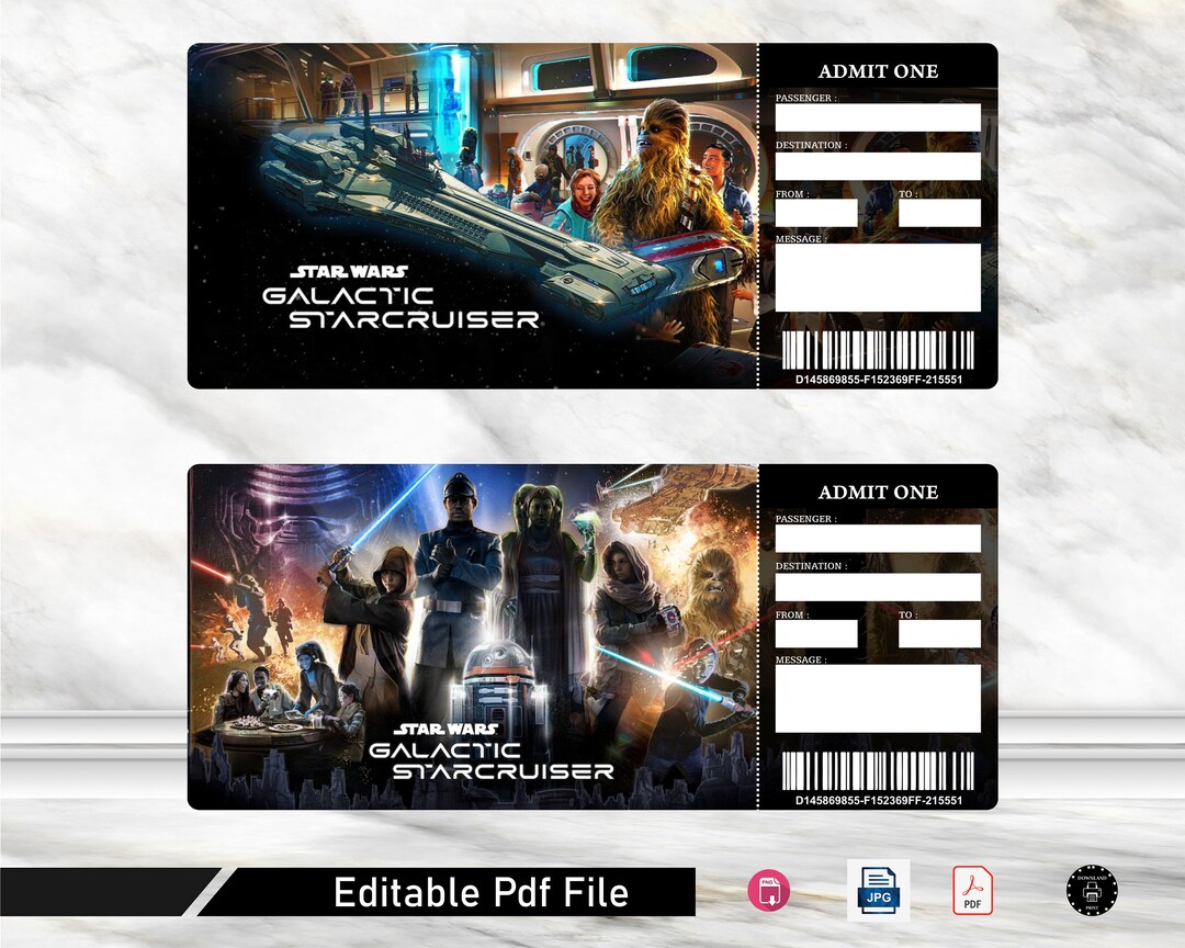 Printable GALACTIC STAR CRUISER Surprise Gift Ticket. Boarding Pass ...