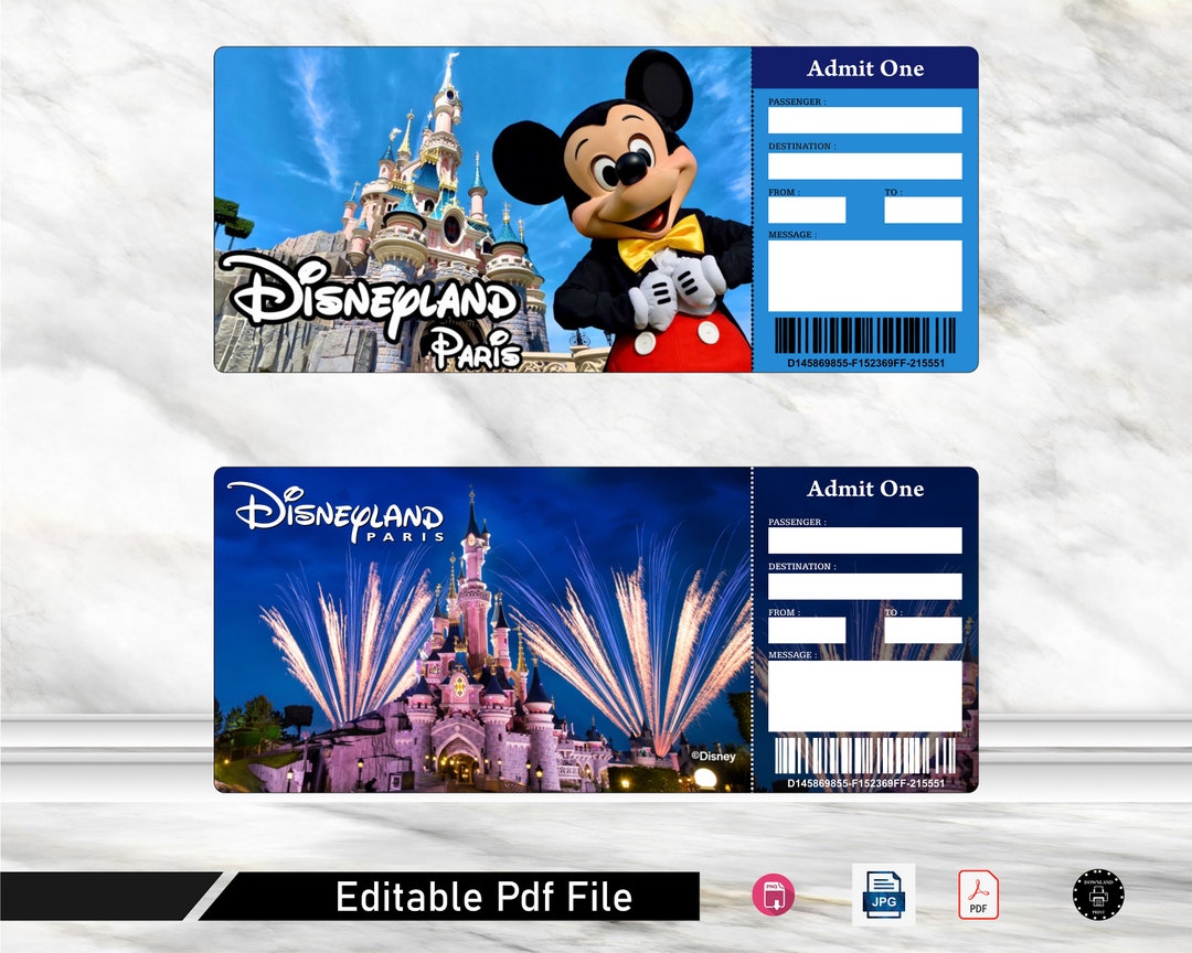 Buy Editable Boarding Pass , Disneyland Paris, 30th Anniversary Surprise Trip Ticket, Printable ...