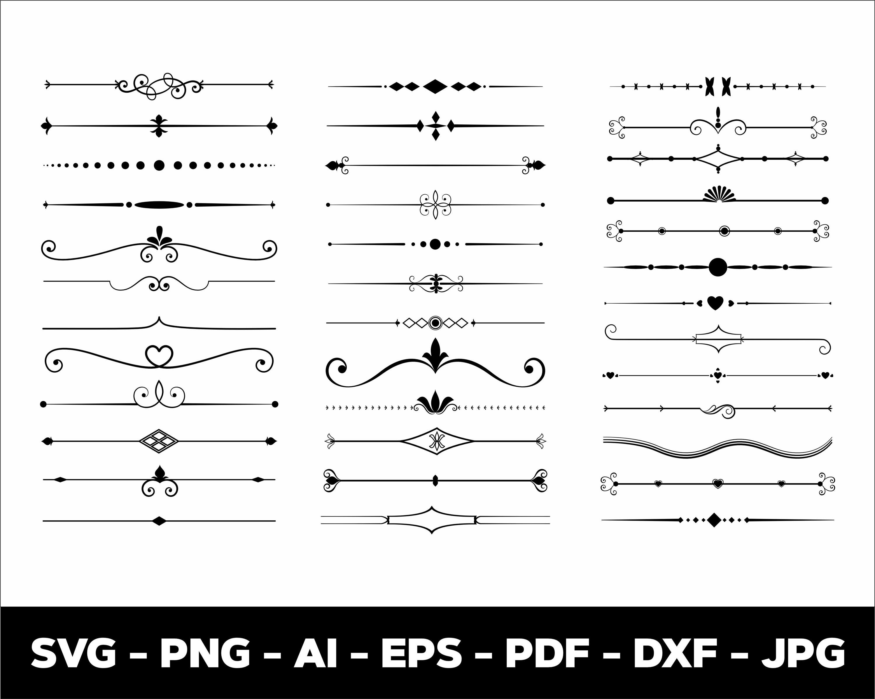 Decorative Elements SVG Bundle, Dividers Borders Svg, Text Divider Svg ...
