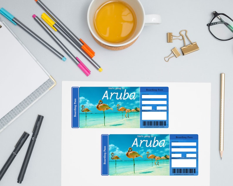 Printable ARUBA Surprise Gift Ticket Aruba Printable Boarding Pass ...