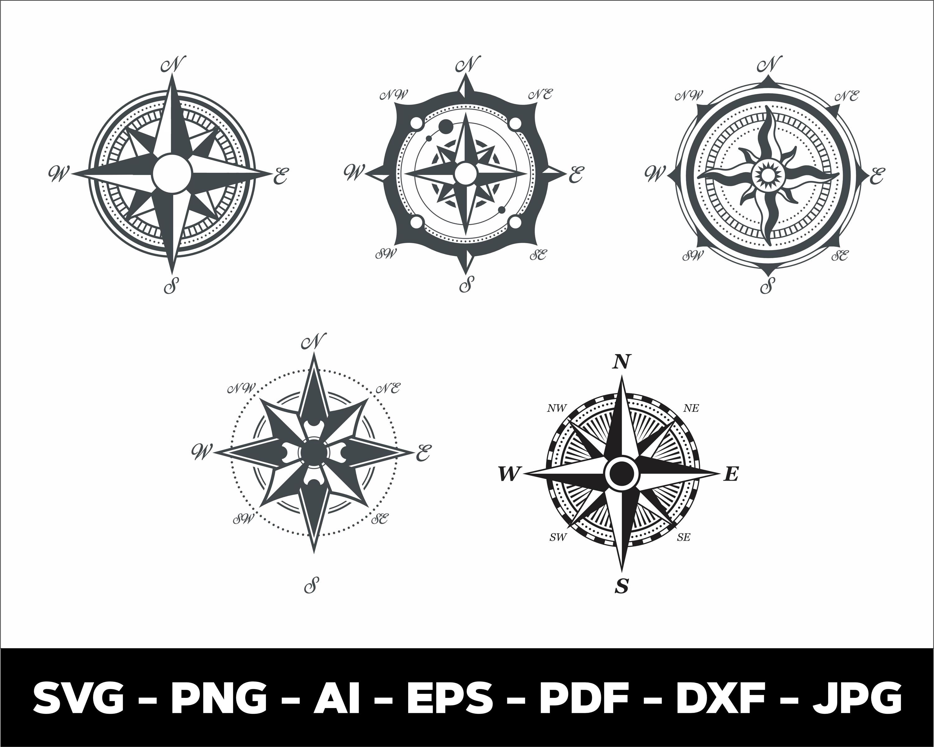 Compass SVG Bundle, Compass Rose Svg, Nautical Compass Svg, Compass Dxf ...