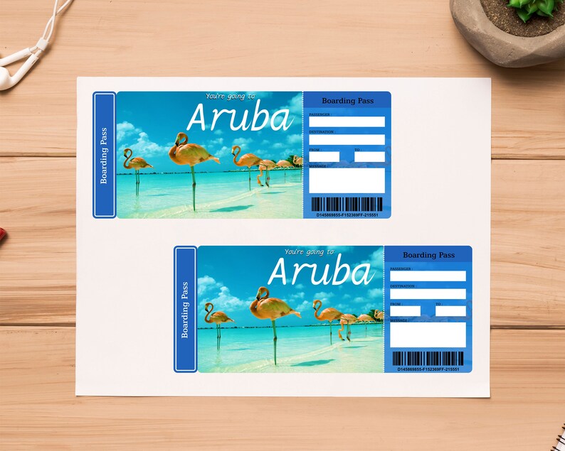 Printable ARUBA Surprise Gift Ticket Aruba Printable Boarding Pass ...