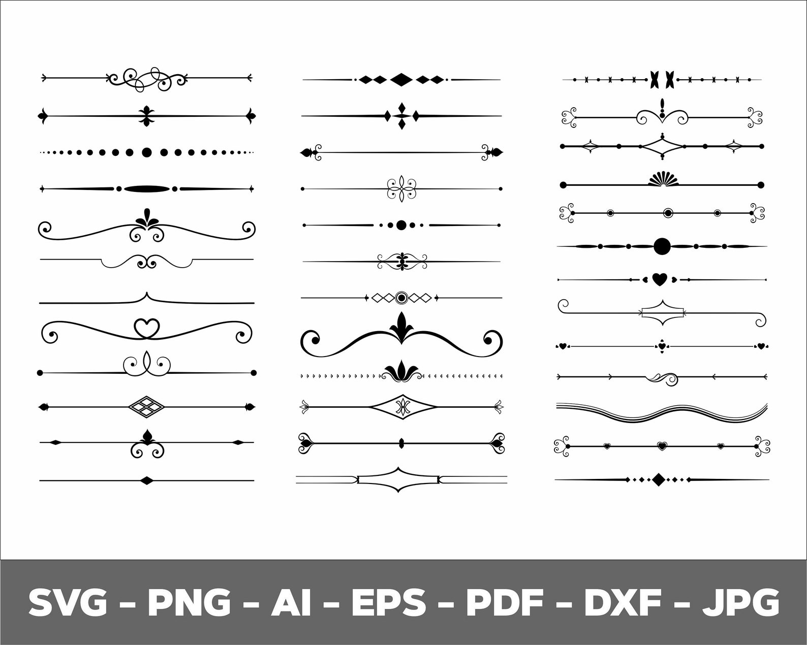 Decorative Elements SVG Bundle, Dividers Borders Svg, Text Divider Svg ...