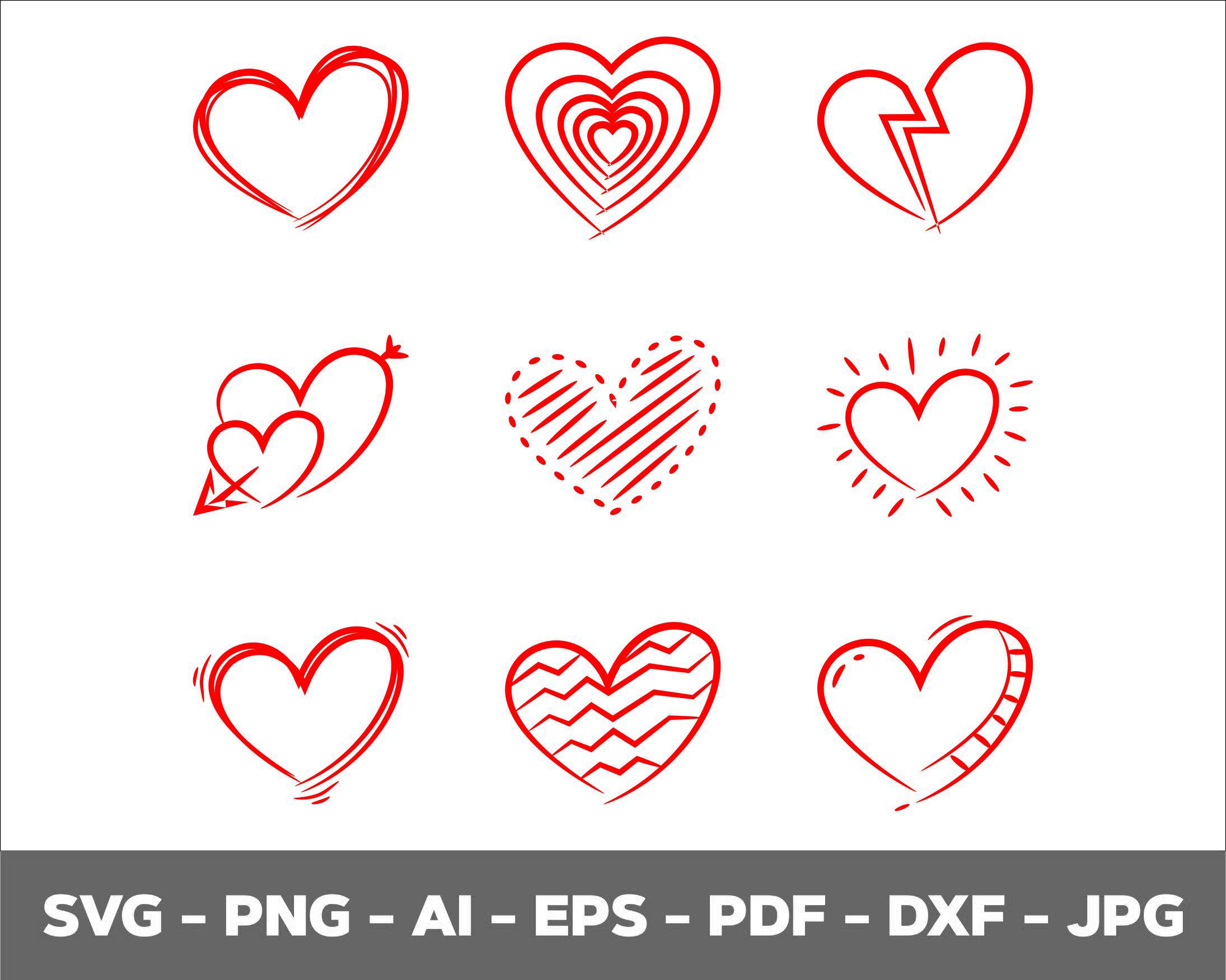 Heart Svg Bundle, Heart Svg, Hand Drawn Heart Svg, Open Heart Svg ...