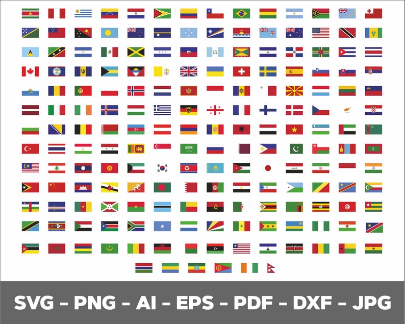 World Flags SVG Bundle, Flag PNG, World Flags SVG, Country Svg, Country ...