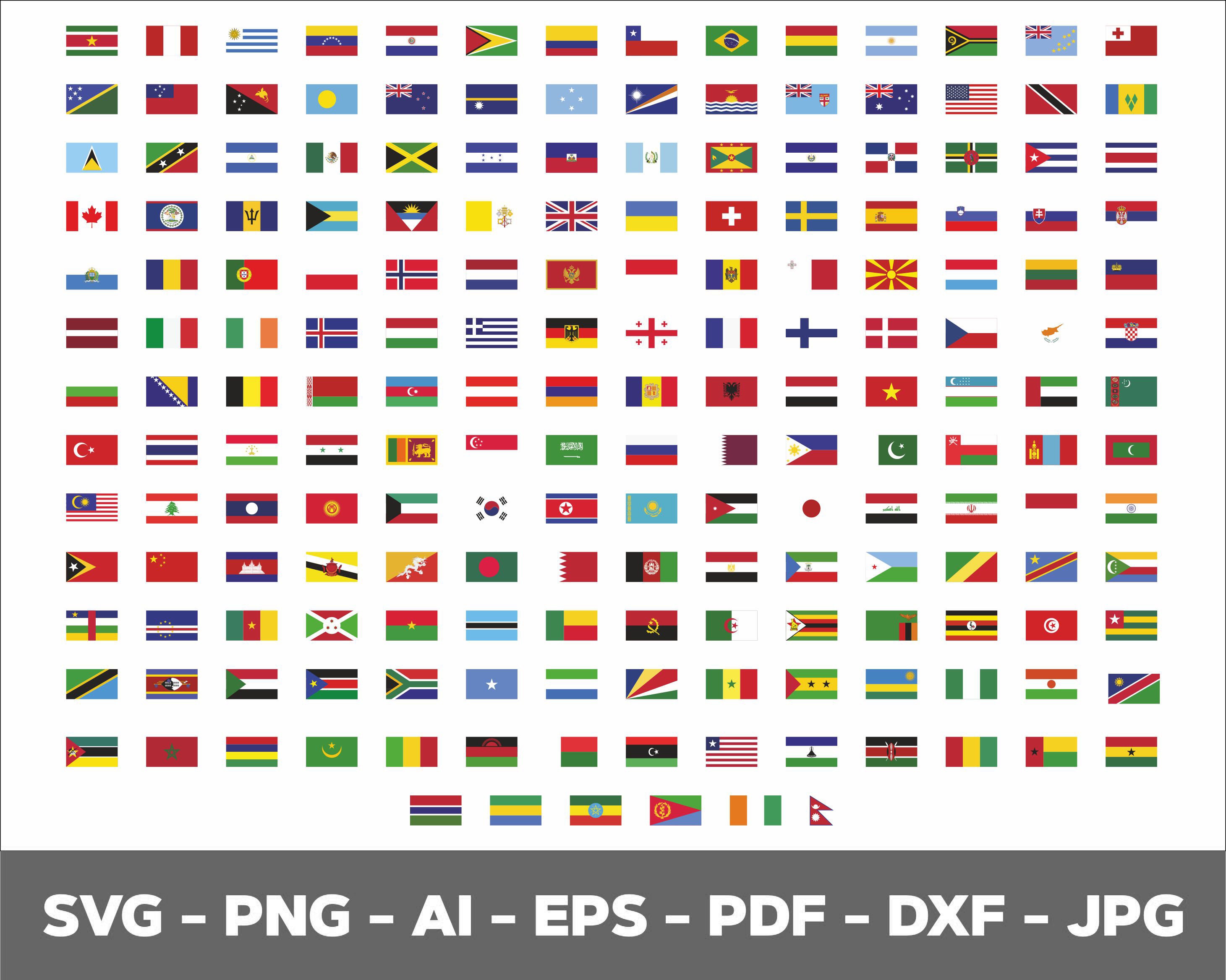 World Flags SVG Bundle, Flag PNG, World Flags SVG, Country Svg, Country ...