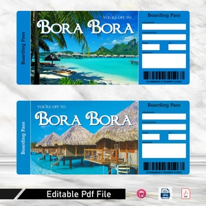 Printable BORA BORA Surprise Tripticket/ Gift to Bora Bora Boarding ...