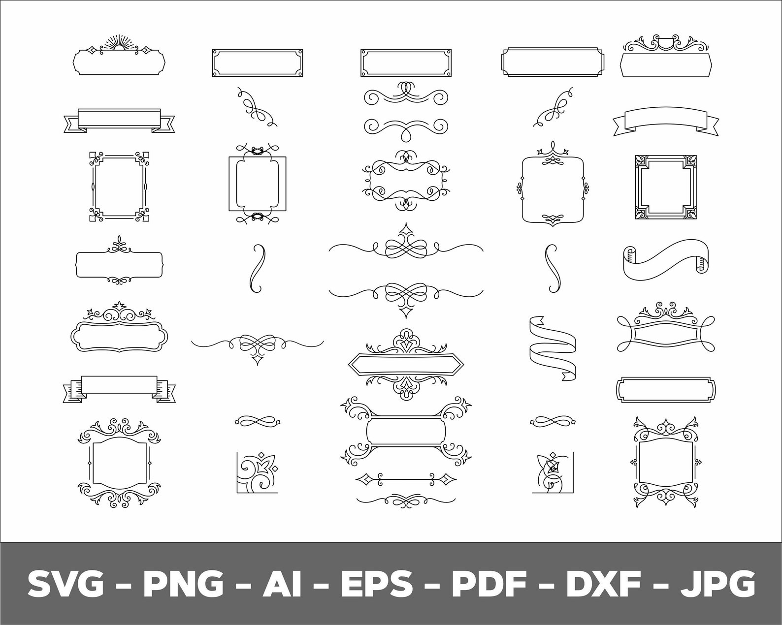 Decorative Elements SVG Bundle, Dividers Borders Svg, Text Divider Svg ...