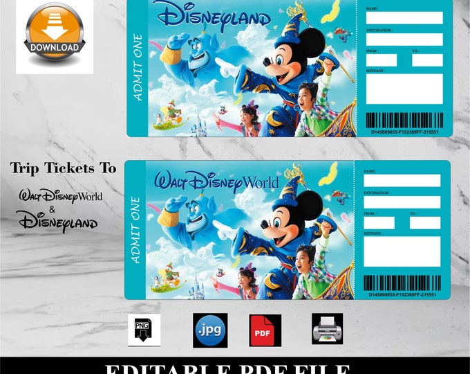 Printable Disneyland& Disneyworld Surprise Ticket Template, , Surprise ...