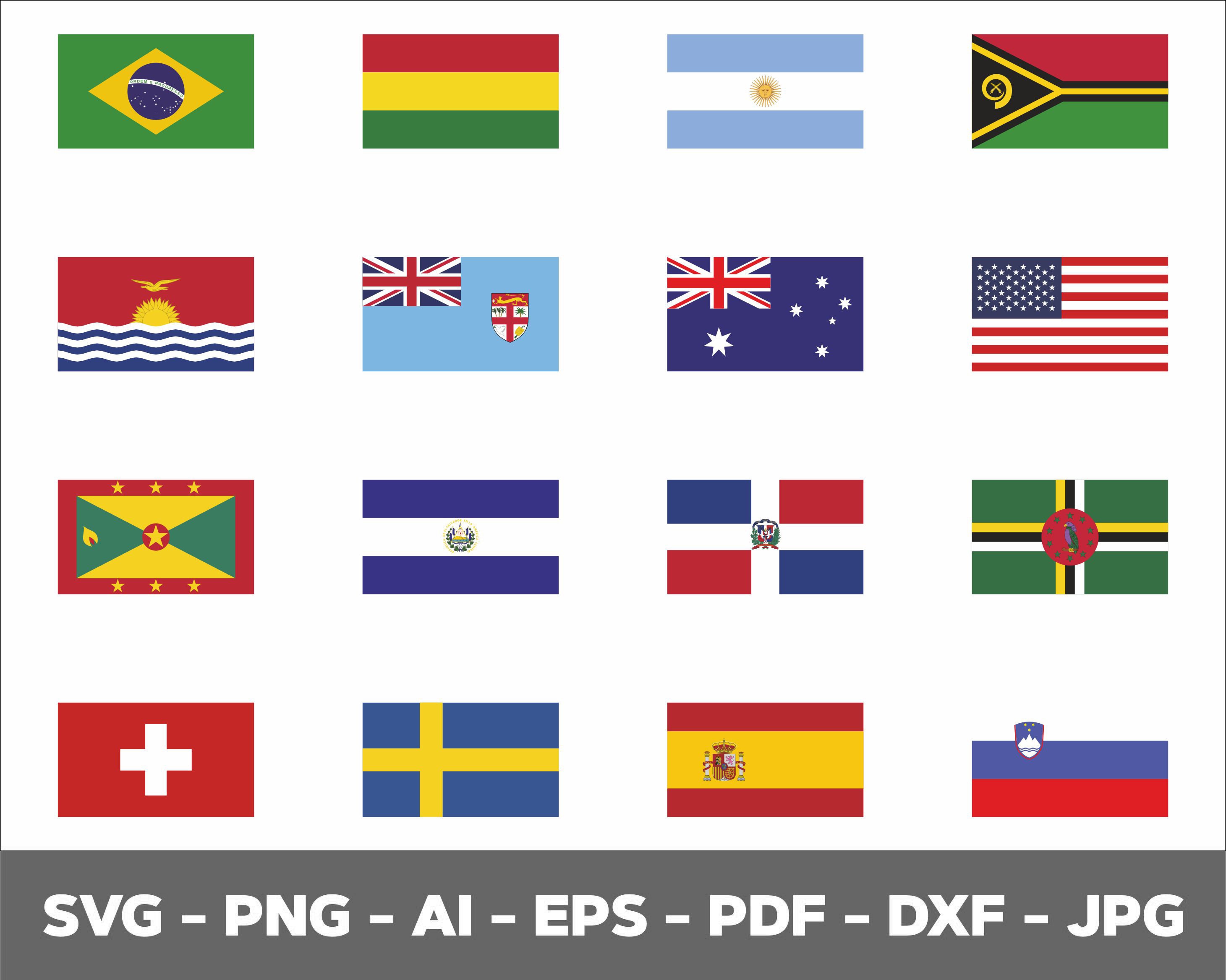 World Flags SVG Bundle, Flag PNG, World Flags SVG, Country Svg, Country ...