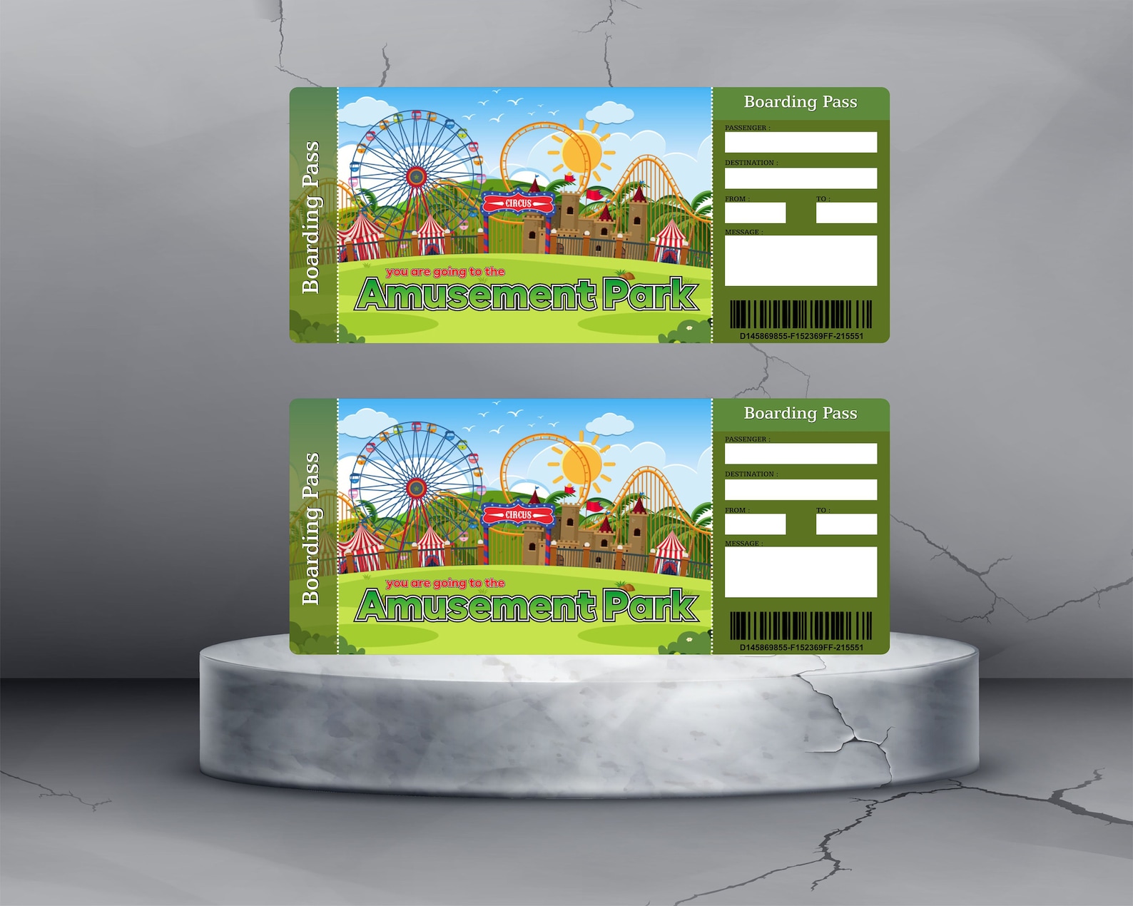 Printable AMUSEMENT PARK Surprise Reveal Ticket, Gift Voucher, Editable ...