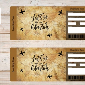 Printable Adventure Trip Ticket, Surprise Vacation Ticket, Boarding ...
