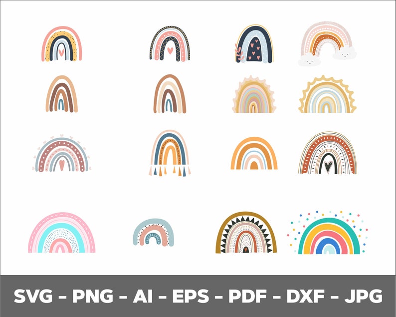 142 Boho SVG Bundle, Boho Clipart SVG Bundle, Modern Design SVG, Hand ...