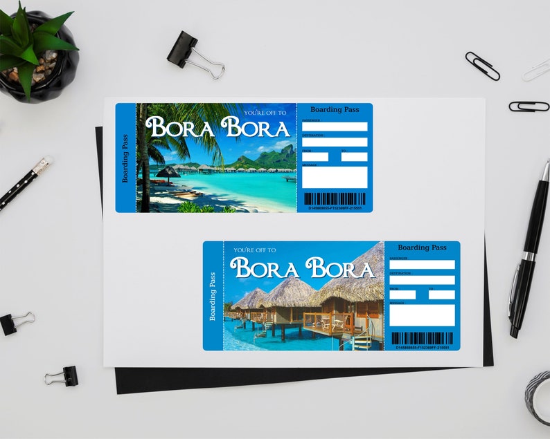 Printable BORA BORA Surprise Tripticket/ Gift to Bora Bora Boarding ...
