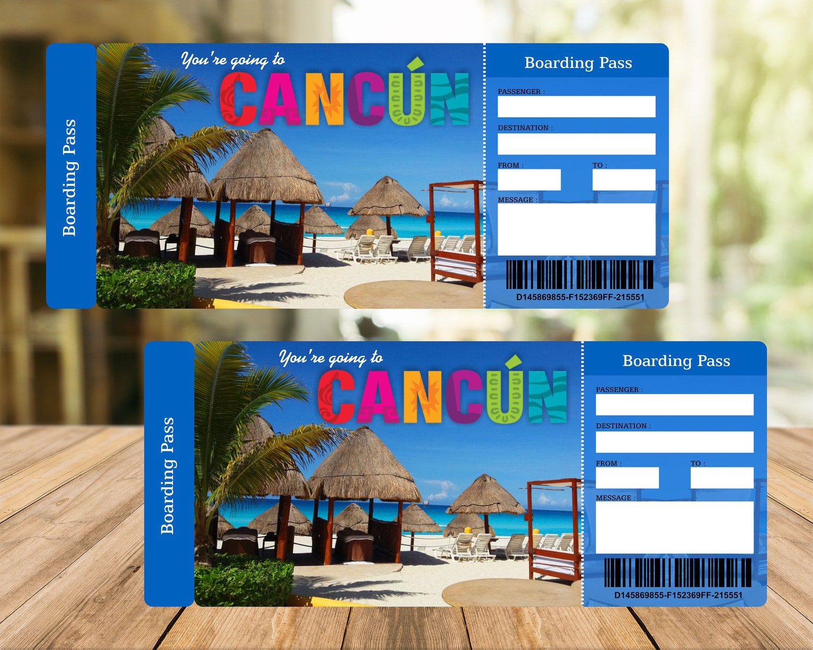 Printable Ticket to Cancun Boarding Pass, Customizable Template ...