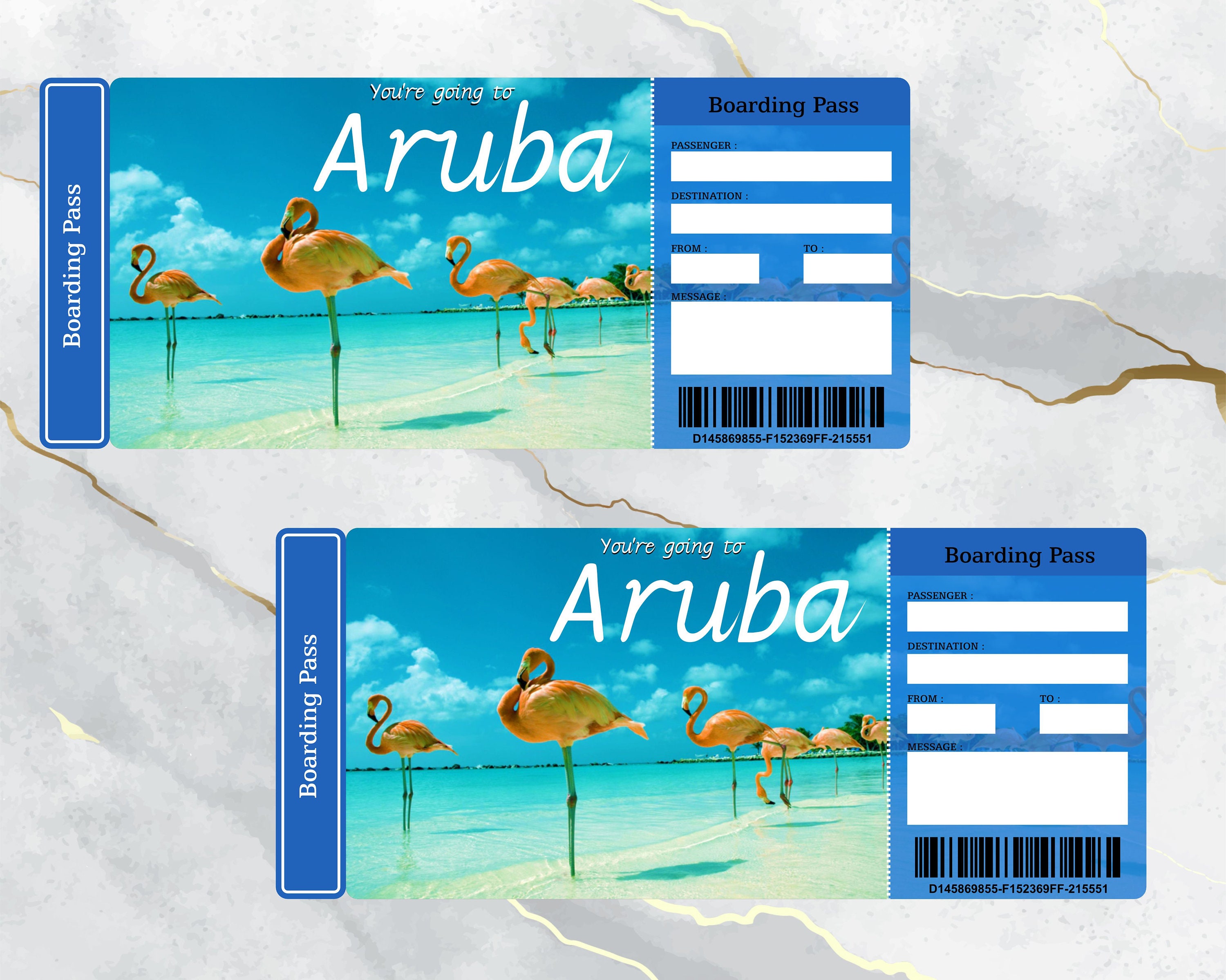 Printable ARUBA Surprise Gift Ticket Aruba Printable Boarding Pass ...