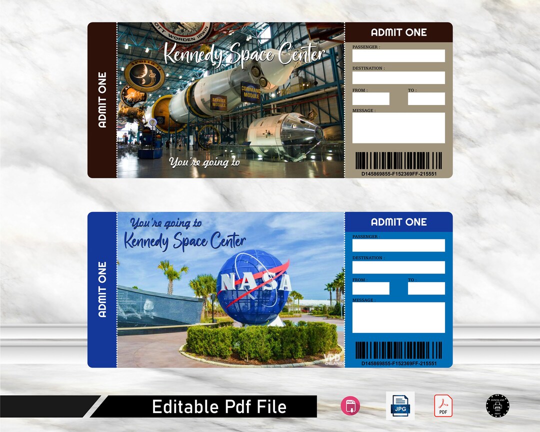 Printable KENNEDY SPACE CENTER Surprise Trip Tickets. Vacation Ticket ...