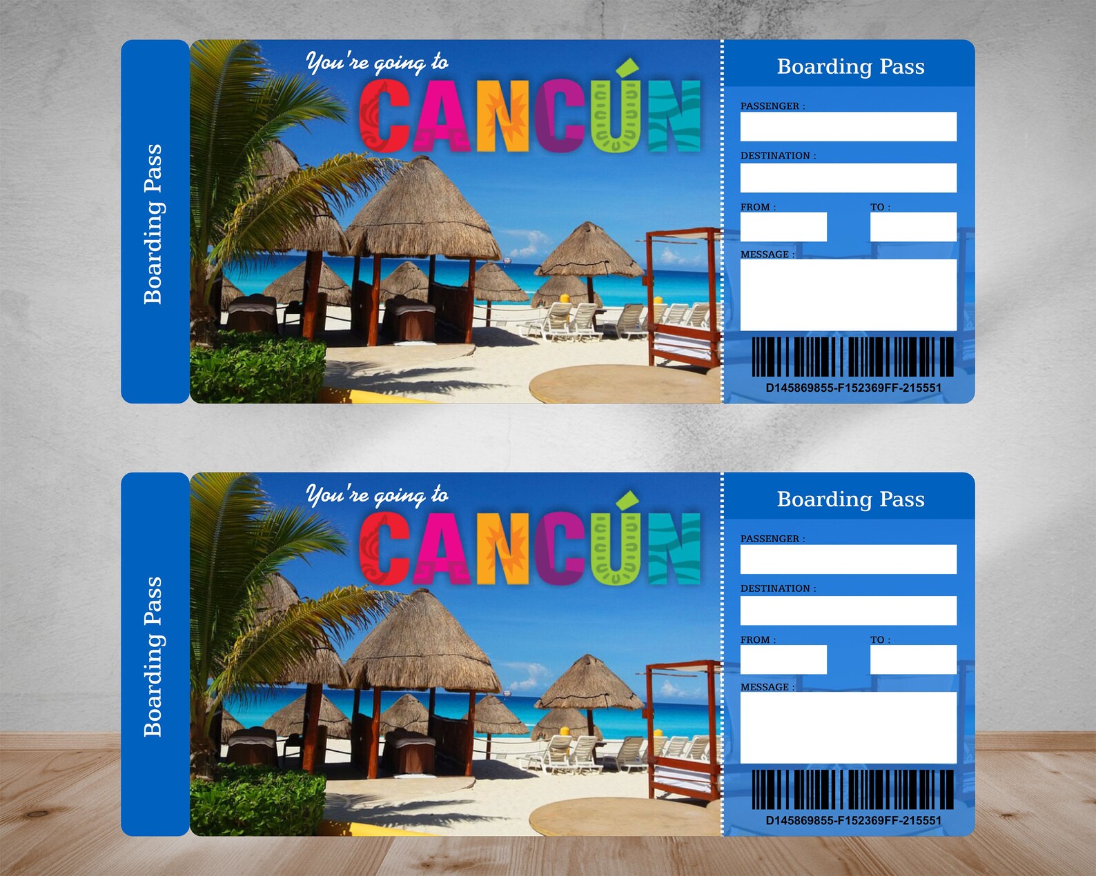 Printable Ticket to Cancun Boarding Pass, Customizable Template ...
