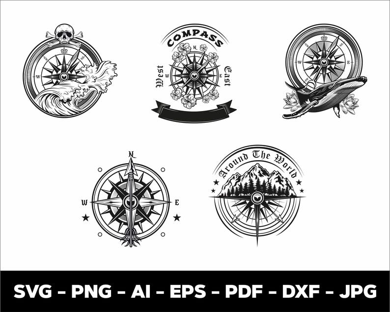 Compass SVG Bundle, Compass Rose Svg, Nautical Compass Svg, Compass Dxf ...
