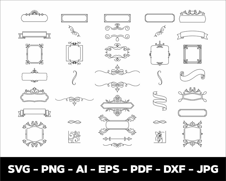 Decorative Elements SVG Bundle, Dividers Borders Svg, Text Divider Svg ...
