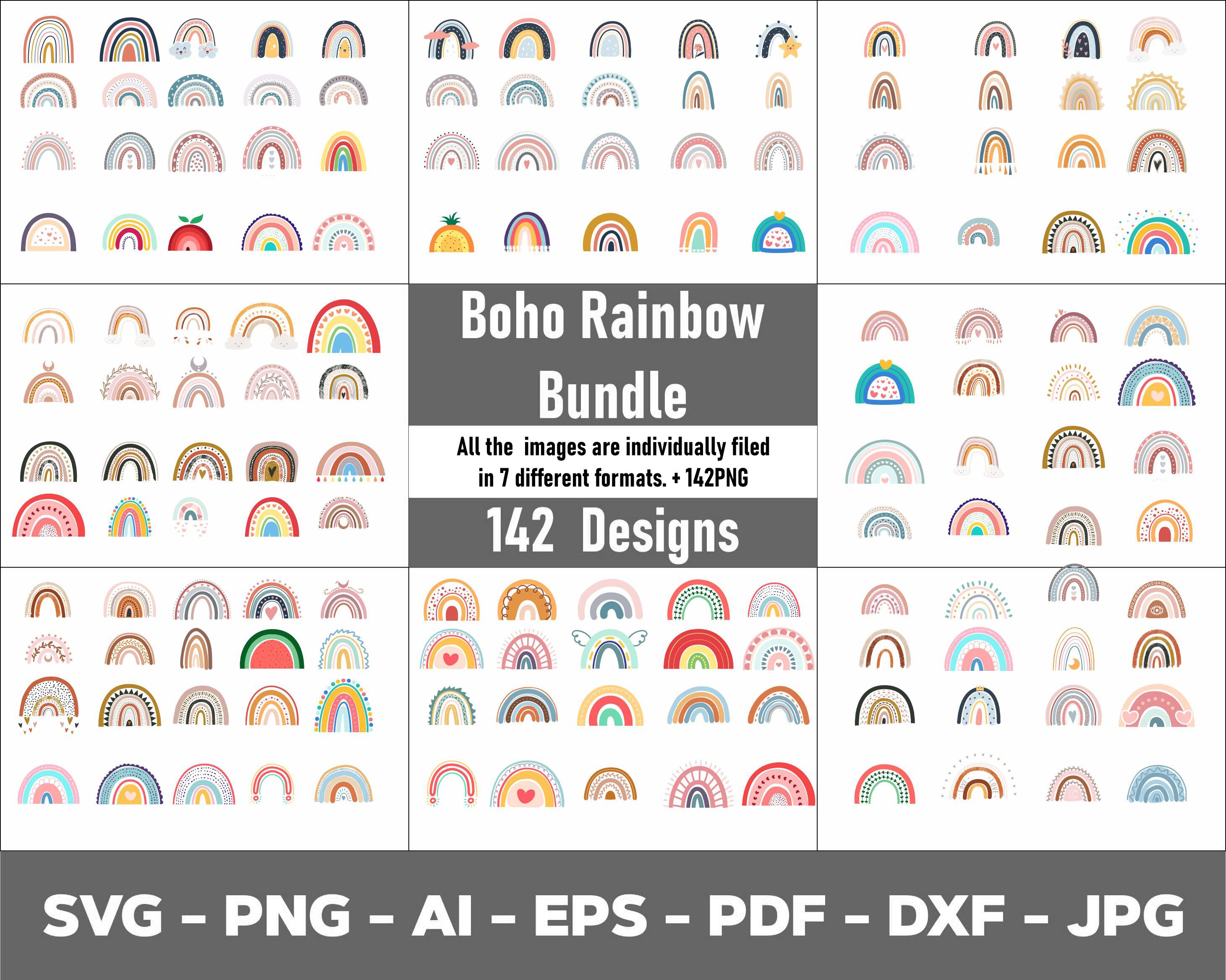 142 Boho SVG Bundle, Boho Clipart SVG Bundle, Modern Design SVG, Hand ...