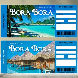 Printable BORA BORA Surprise Tripticket/ Gift to Bora Bora Boarding ...