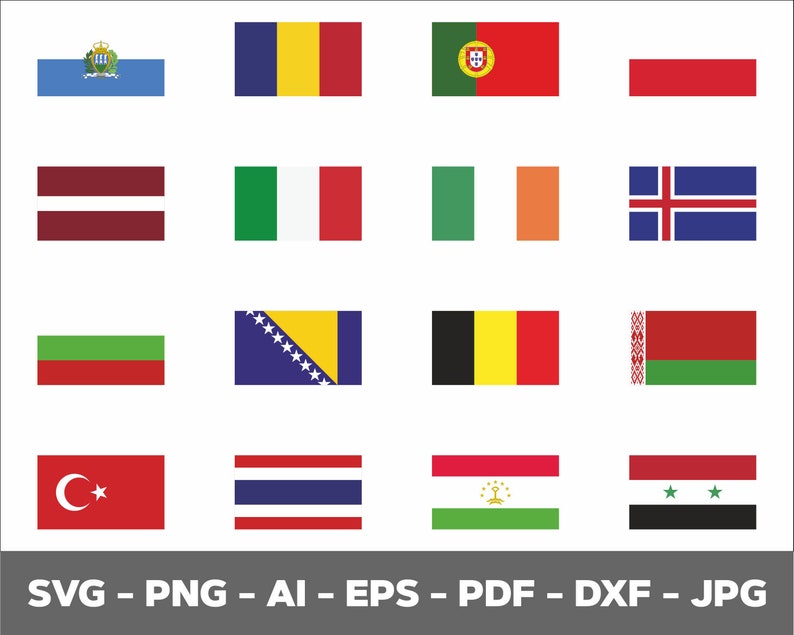 World Flags SVG Bundle, Flag PNG, World Flags SVG, Country Svg, Country ...