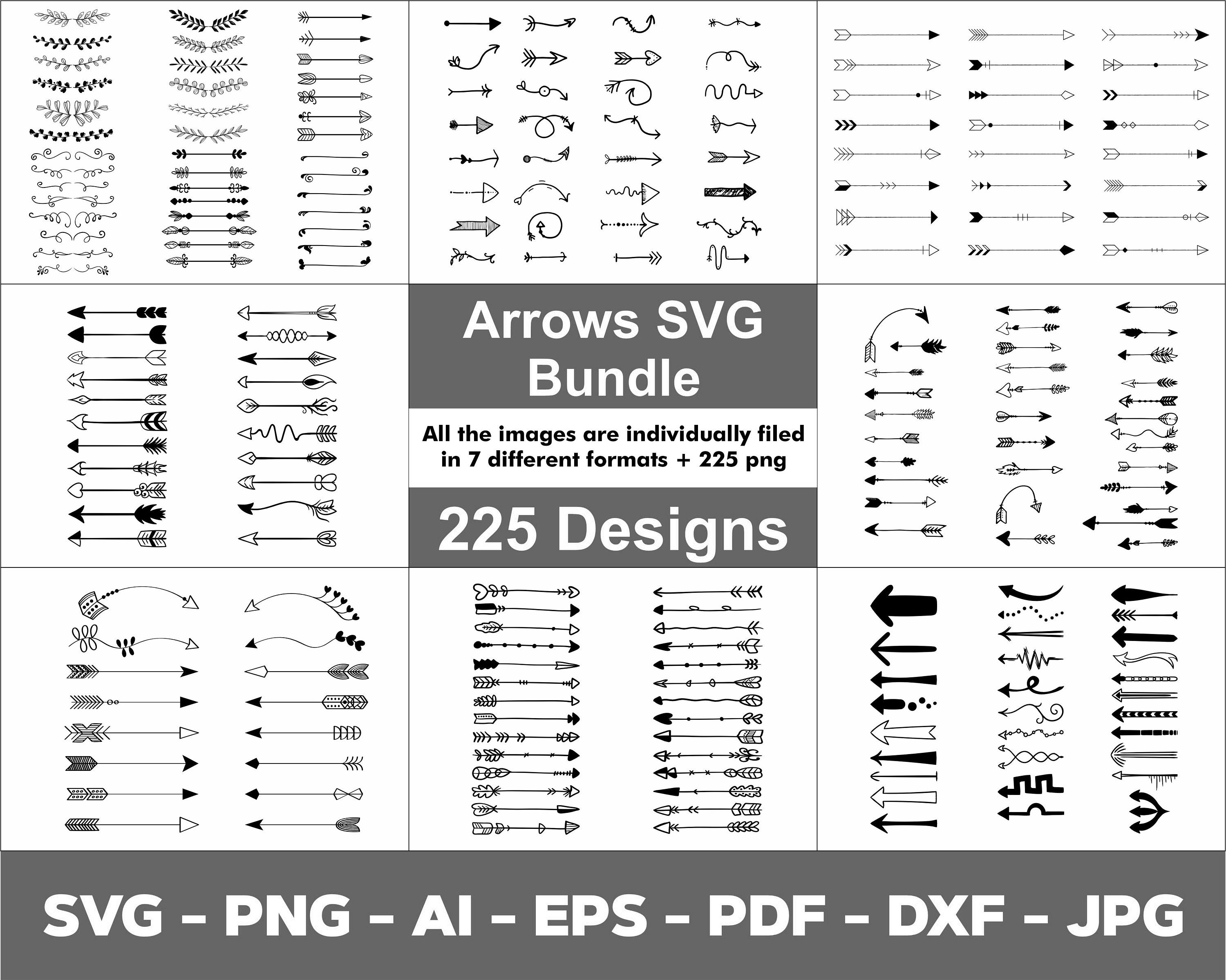 225 Arrows SVG Bundle, Archery Arrows SVG Bundle, Arrow SVG, Bow Svg ...