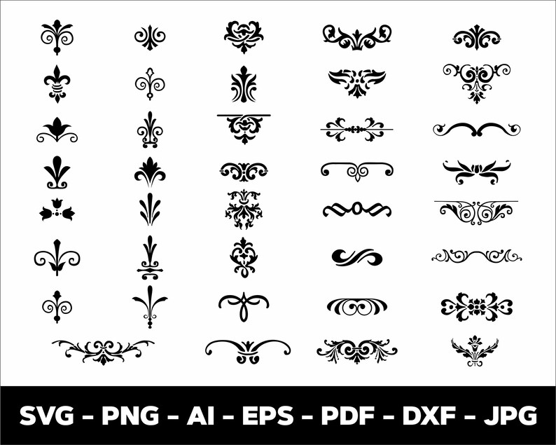 Decorative Elements SVG Bundle, Dividers Borders Svg, Text Divider Svg ...