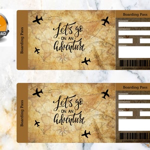 Printable Adventure Trip Ticket, Surprise Vacation Ticket, Boarding ...