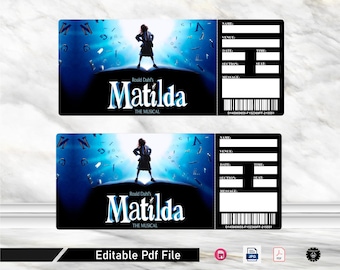 Matilda Printable Broadway Surprise Ticket. Editable Musical Theatre ...