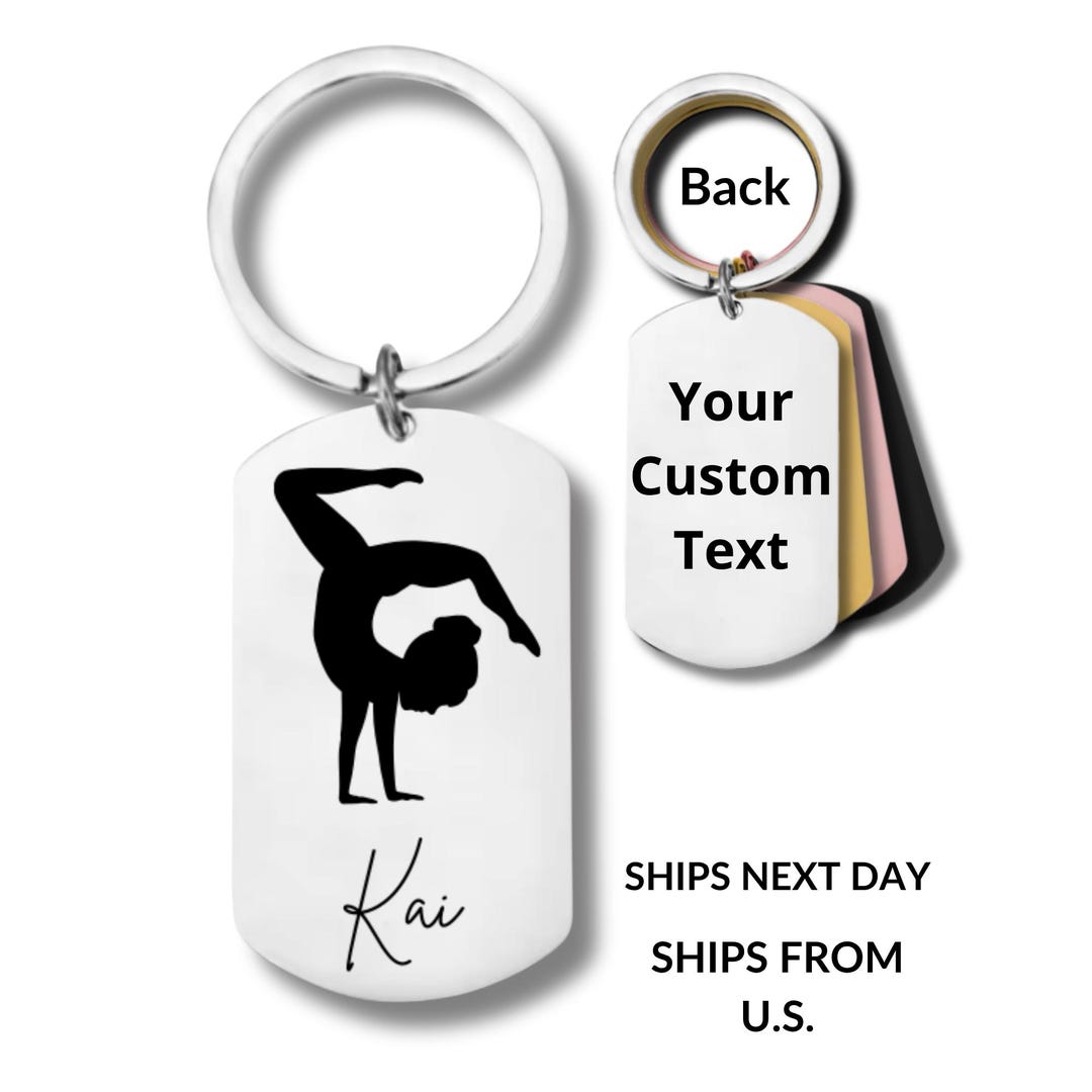 Gymnastics, Stainless Steel Keychain, Personalized Engraving Included ...