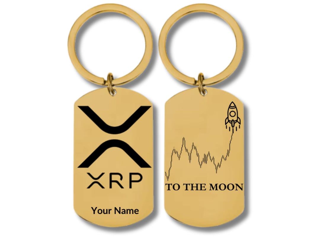 XRP Crypto to the Moon, Stainless Steel Rectangular Engraved Keychain ...