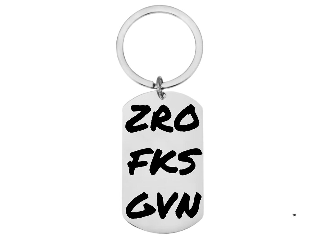 Zero Fks Given, Stainless Steel Rectangular Engraved Keychain - Etsy