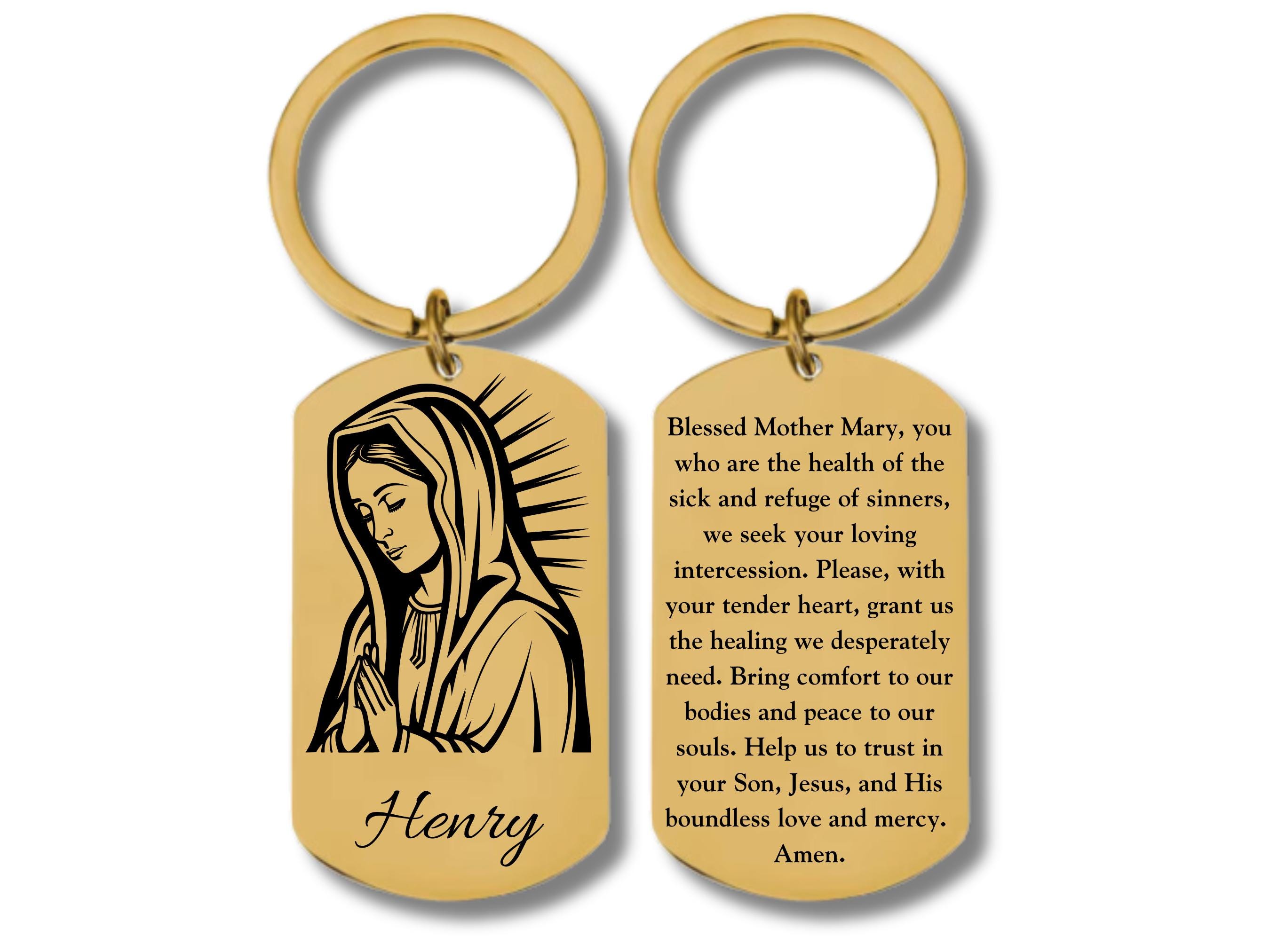 Virgin Mary, Healing Miracles Prayer, Stainless Steel Personalized ...