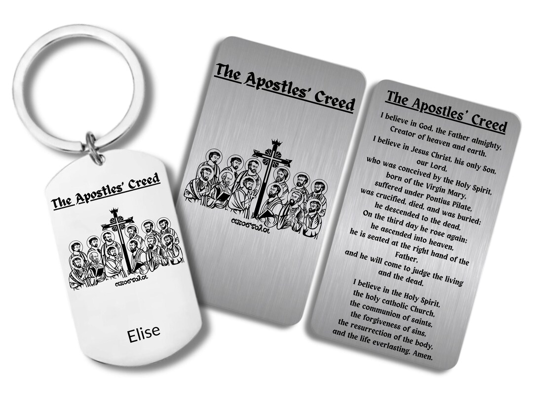 The Apostles' Creed Engraved Prayer Card With Keychain, Stainless Steel ...
