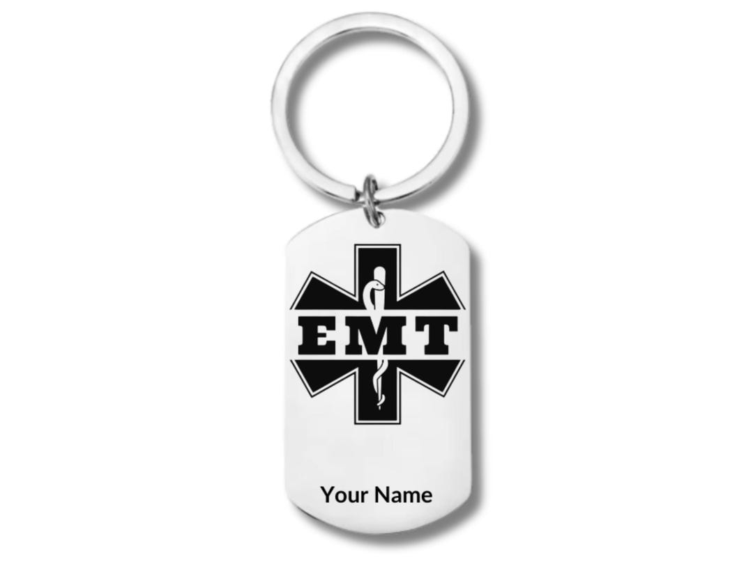 Stainless Steel Rectangular Keychain, EMT Emergency Medical Technician ...