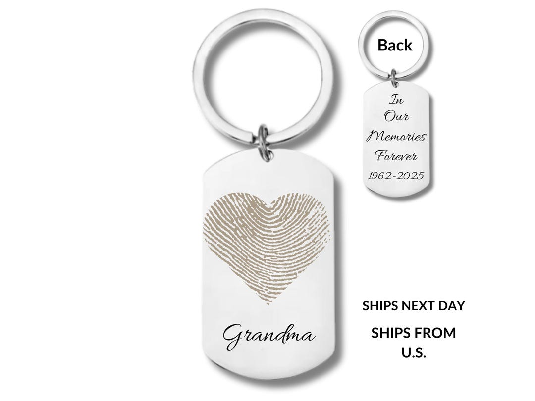 Actual Fingerprint Keychain Custom Memorial Gift Grief Gift Keyring ...