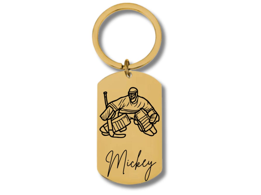 Hockey Goalie, Stainless Steel Keychain, Personalized Engraving ...