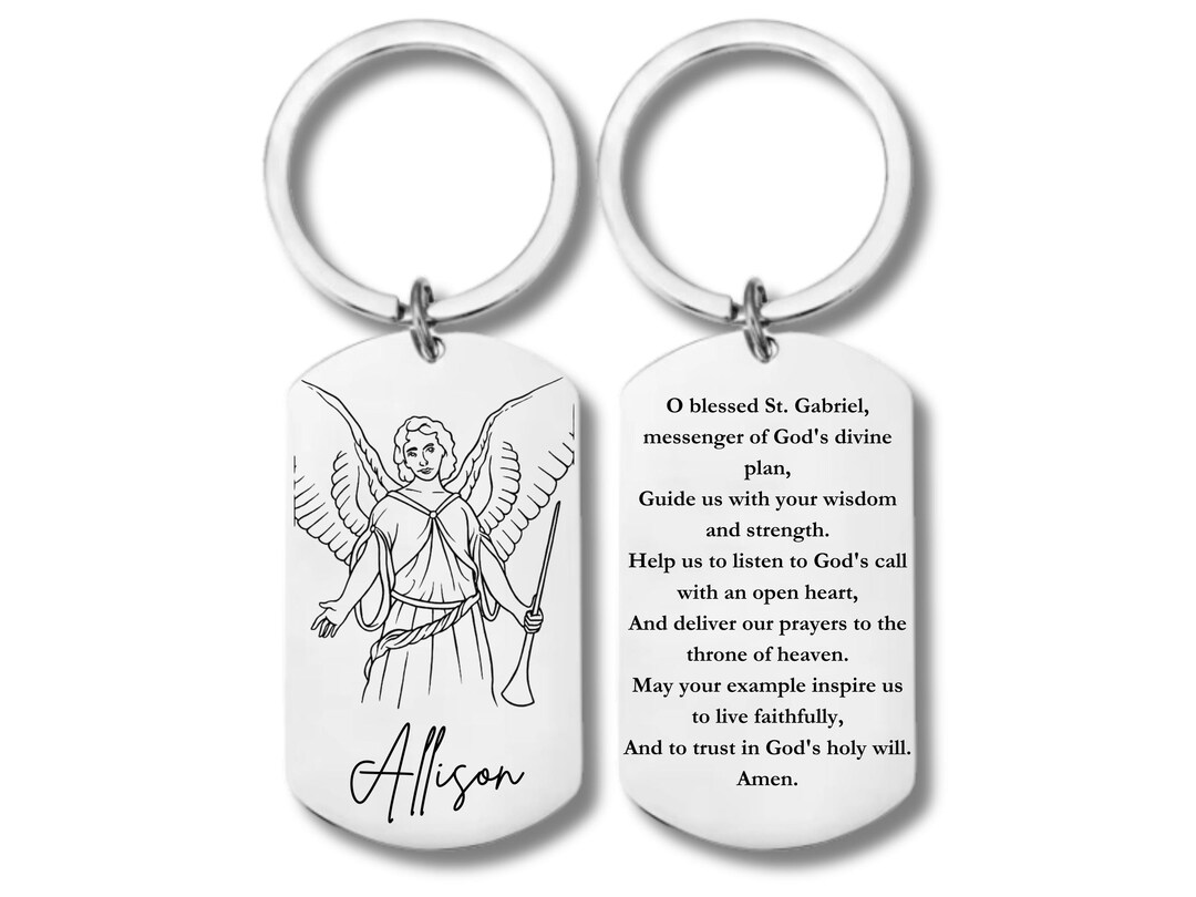 St. Gabriel, the Archangel With Prayer, Stainless Steel Rectangular ...
