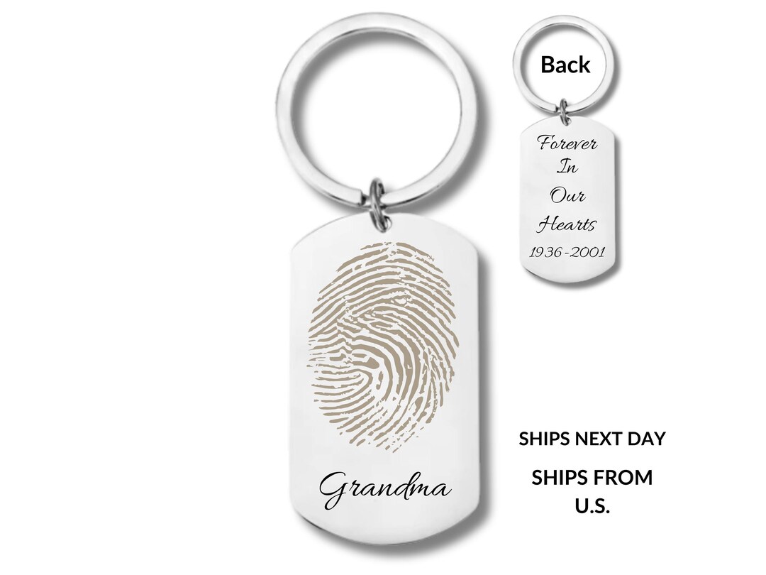 Actual Fingerprint Keychain Custom Memorial Gift Grief Gift Keyring ...