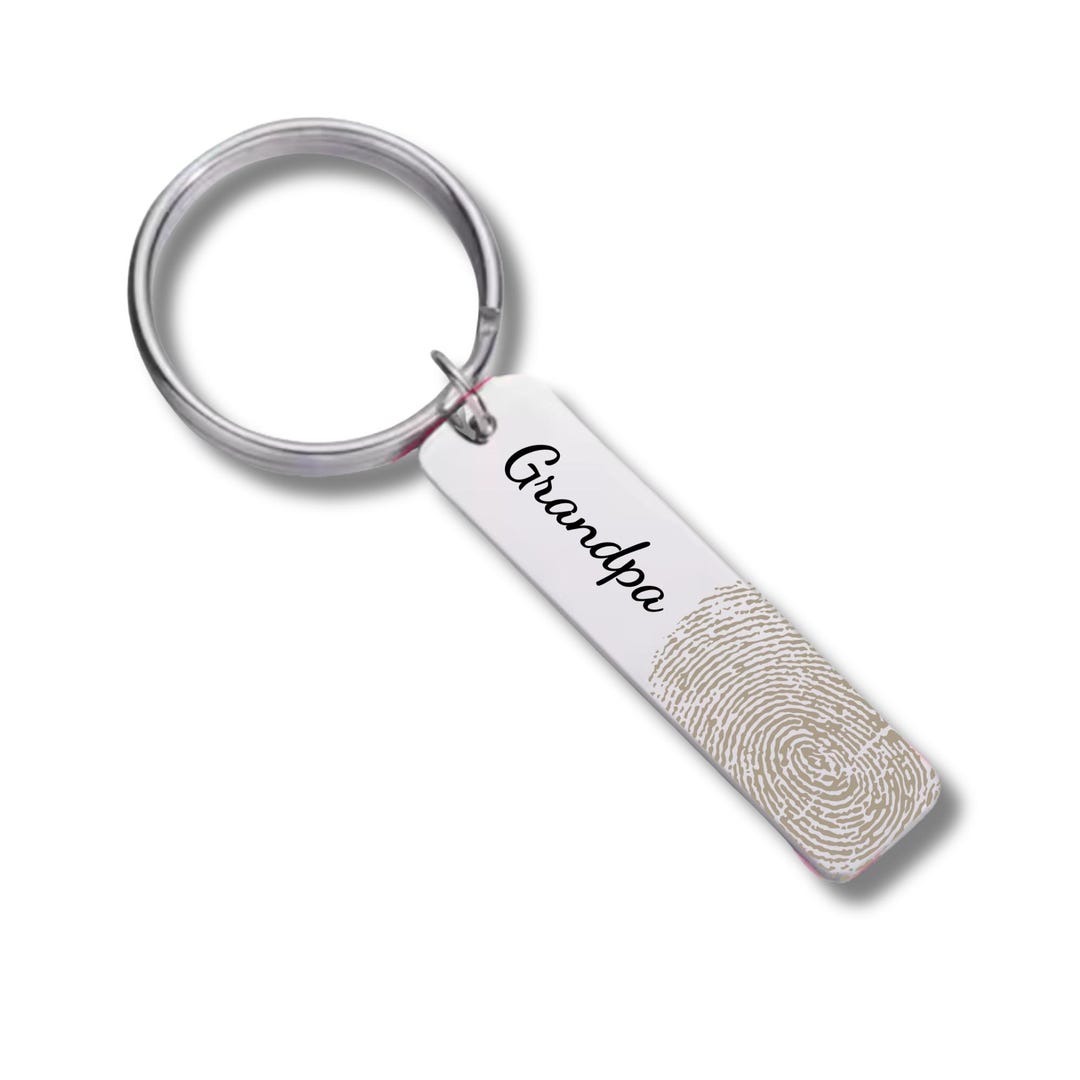 Actual Fingerprint Keychain Personalized Rectangle Keyring Handwriting ...