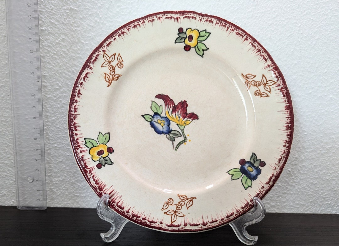 Vintage Decore A La Main Longwy Hand-painted Floral Ceramic Plate 7.5 ...