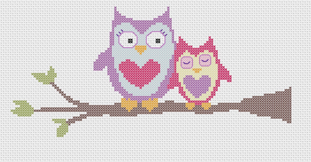 Owlie Love Cute Owl Cross Stitch Pattern Instant Download - Etsy